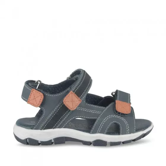 Sandals Sport BLUE Boy LEATHER Velcro CHARLIE & FRIENDS CUIR