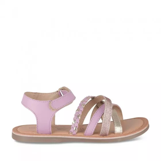Sandals PURPLE Girl LEATHER pattern Braided Velcro MEGIS KIDS