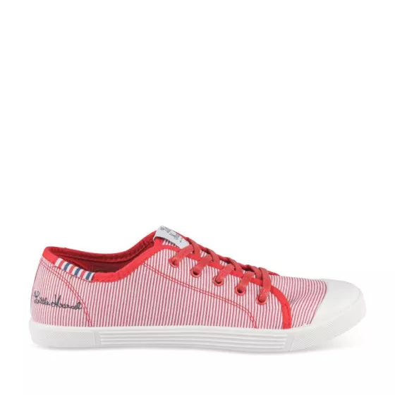 Sneakers Canvas RED Woman pattern Stripes Laces LITTLE MARCEL