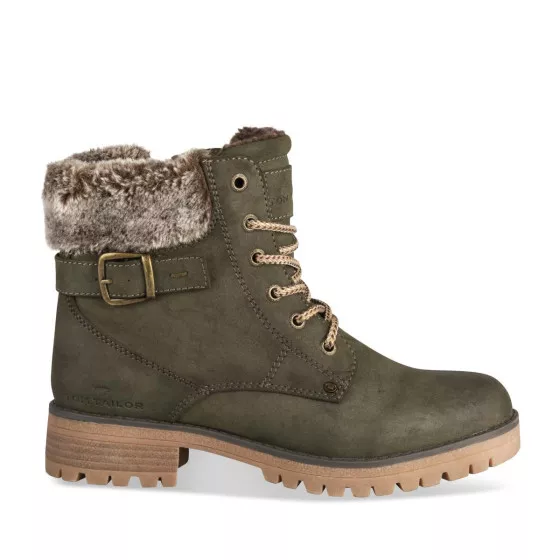 Bottines KAKI Femme motif Uni A enfiler TOM TAILOR