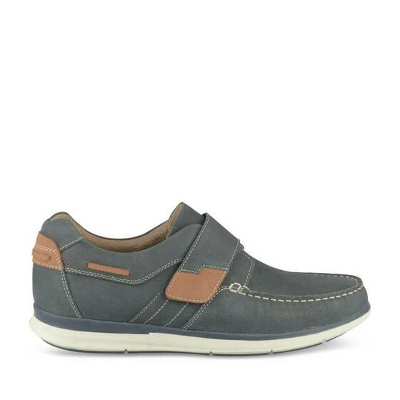 Boat shoes Comfort NAVY Men LEATHER Velcro MEGIS CASUAL